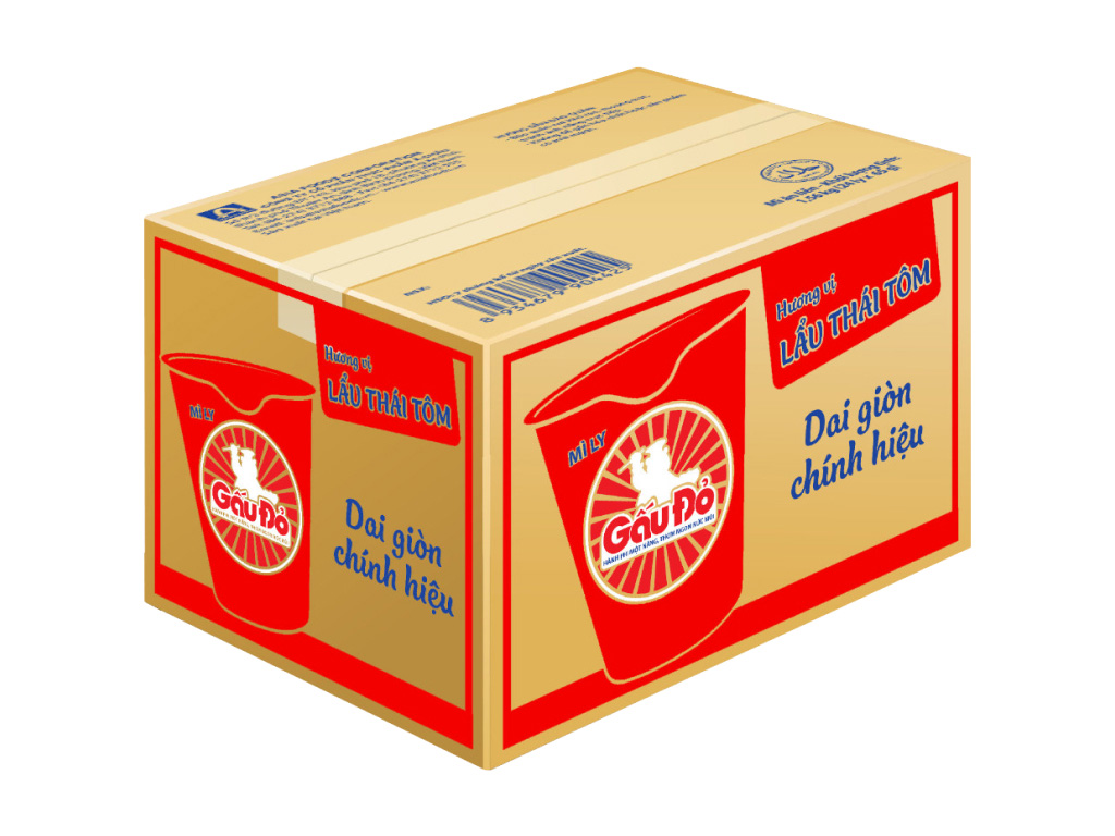 Thùng 24 ly mì Gấu Đỏ lẩu Thái tôm ly 65g tại Bách hóa XANH