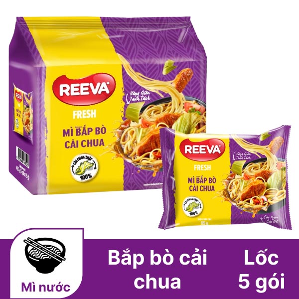 Mì nấu Reeva vị Bắp bò cải chua gói 85g tại Bách hóa XANH