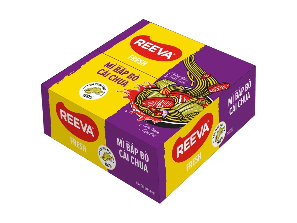 Thùng 30 gói mì Reeva vị Bắp bò cải chua 85g | Bách hóa XANH