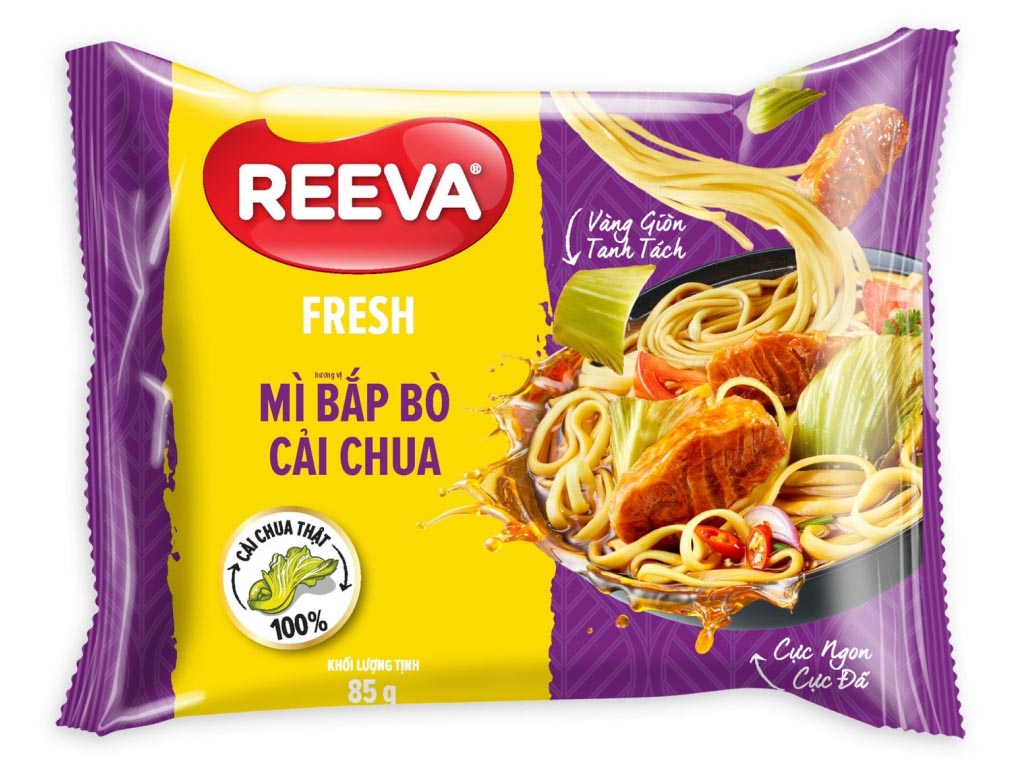 Thùng 30 gói mì Reeva vị Bắp bò cải chua 85g | Bách hóa XANH