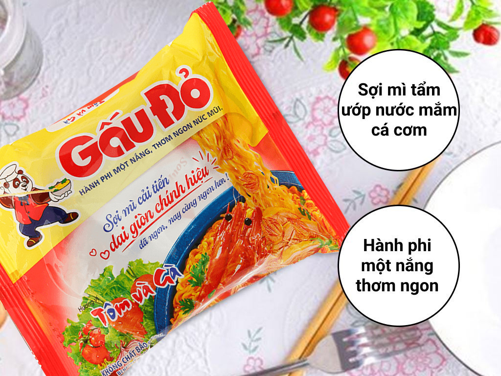 Mì Gấu Đỏ hương vị tôm gà gói 63g giá tốt tại Bách hoá XANH