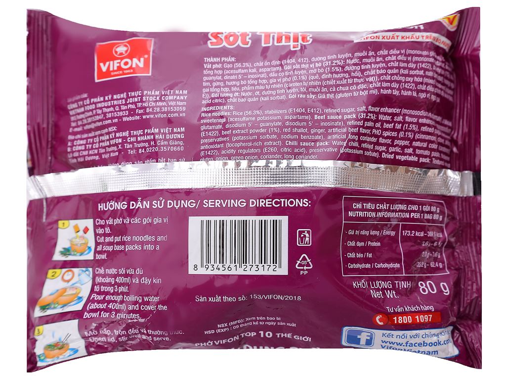 Thùng 30 gói phở vị bò Vifon 80g giá tốt tại Bách hoá XANH
