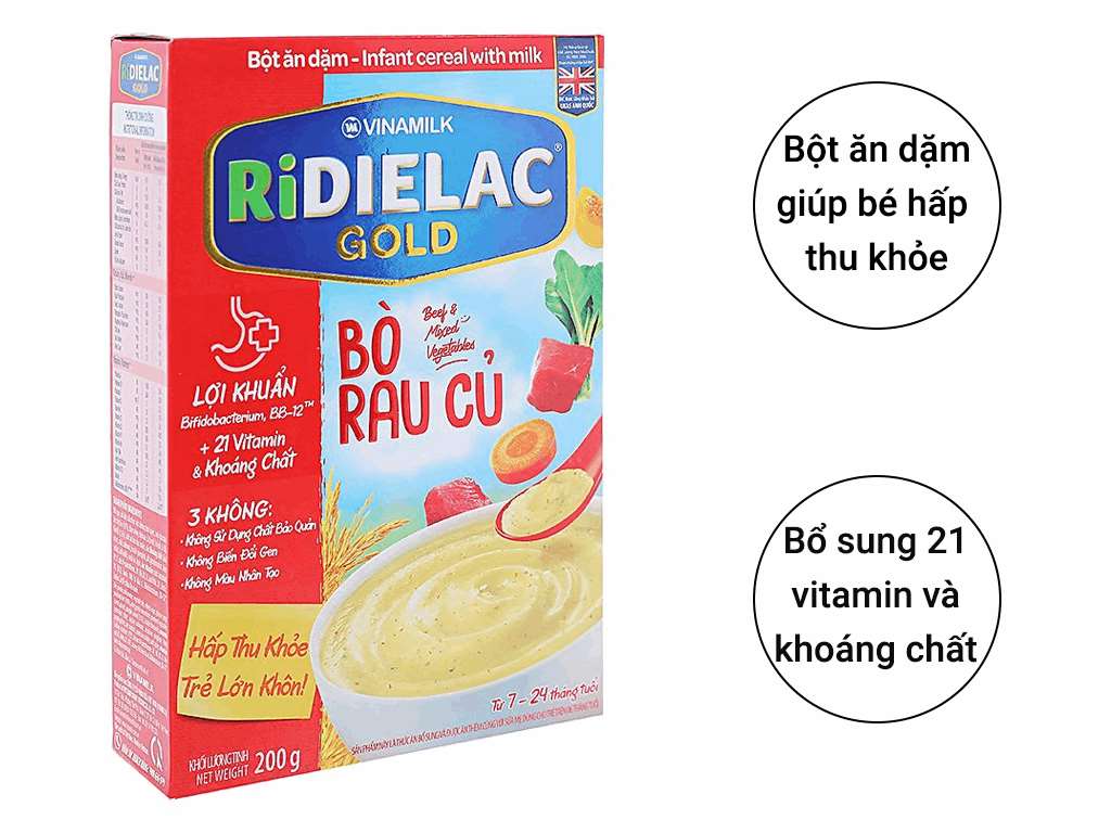 Bột ăn dặm Ridielac bò rau củ 200g giá tốt tại Bách hoá XANH