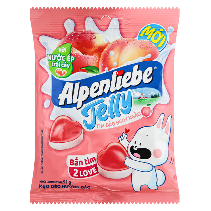 Kẹo dẻo Alpenliebe Jelly tim đào ngọt ngào hương đào gói 91g (từ 2 tuổi ...