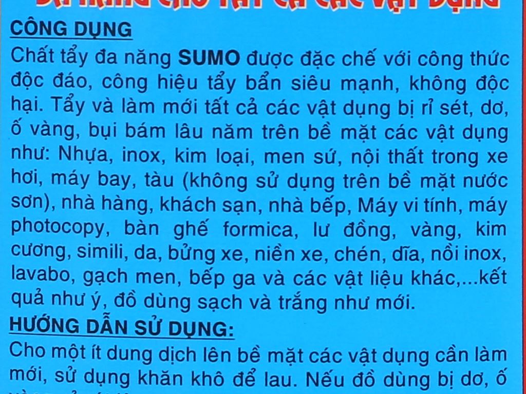 Nước tẩy đa năng Sumo chai 700g giá tốt tại Bách hoá XANH