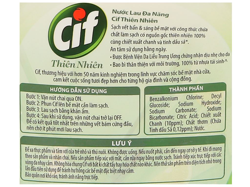 Nước lau đa năng Cif chai 500ml giá tốt tại Bách hoá XANH