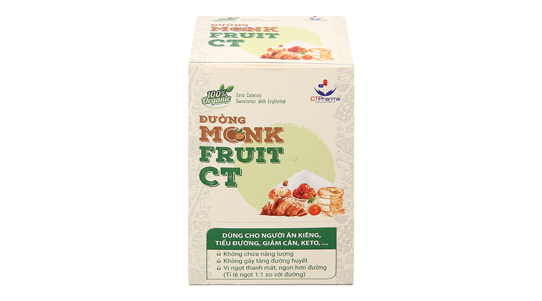 Đường ăn kiêng Monk Fruit CT hộp 100g (20 gói x 5g) - 02/2023|Nhathuocankhang.com