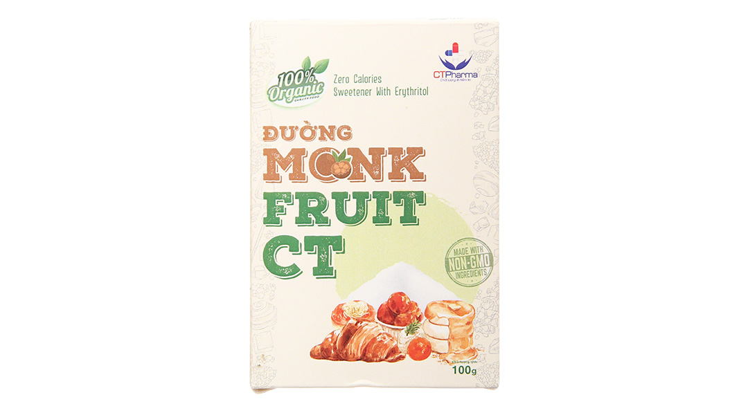 Đường ăn kiêng Monk Fruit CT hộp 100g (20 gói x 5g) giảm giá 15% - 08/2024 | nhathuocankhang.com