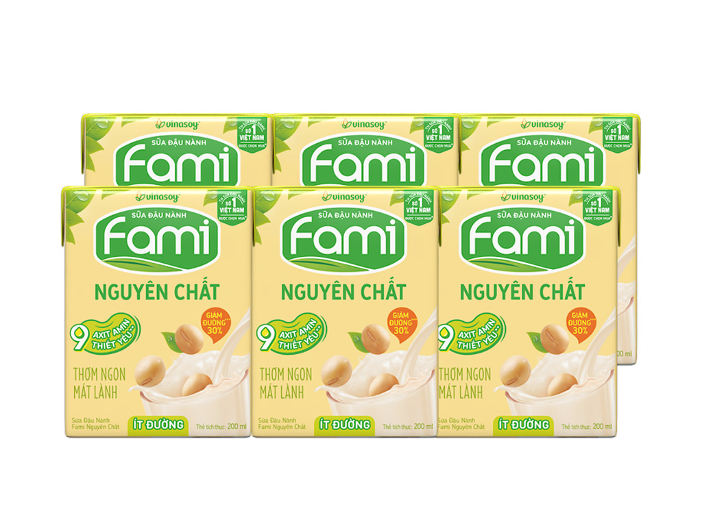 6 hộp sữa ít đường Fami 200ml giá tốt tại Bách hoá XANH