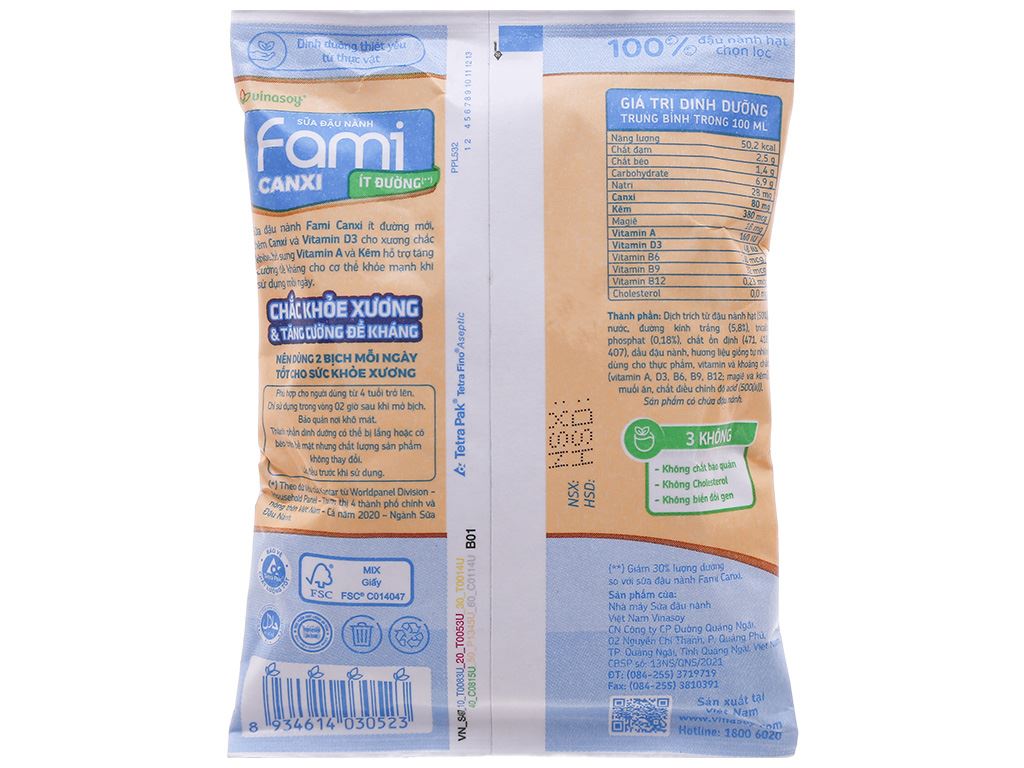 Sữa đậu nành ít đường Fami 200ml giá tốt tại Bách hoá XANH