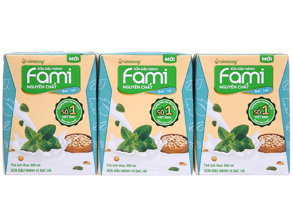 36 hộp đậu nành Fami bạc hà 200ml giá tốt tại Bách hoá XANH