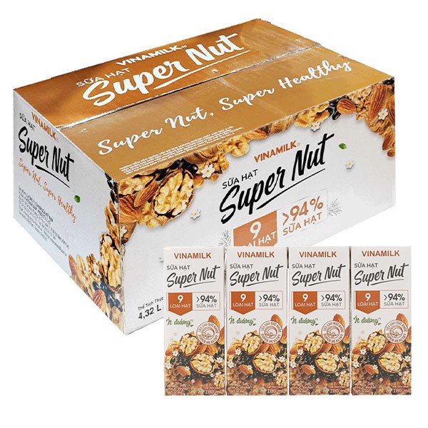 Thùng 24 hộp sữa hạt Vinamilk Super Nut 180 ml (từ 4 tuổi) chính hãng - AVAKids.com