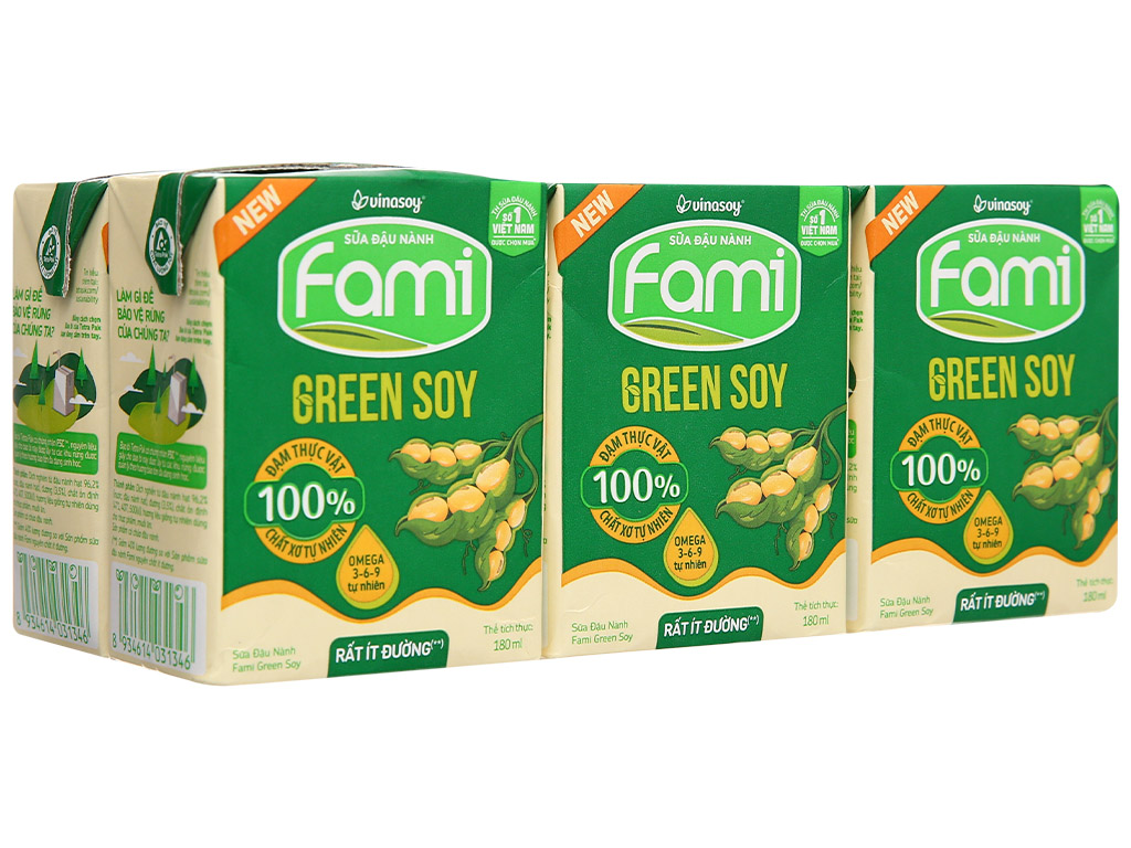 Thùng sữa đậu nành rất ít đường Fami Green Soy Bách hóa XANH