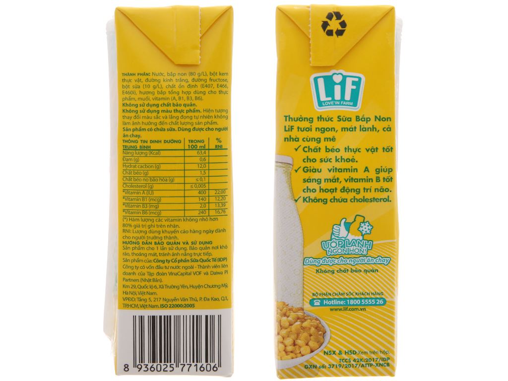 Thùng 24 hộp sữa bắp non LiF 180ml giá tốt tại Bách hoá XANH