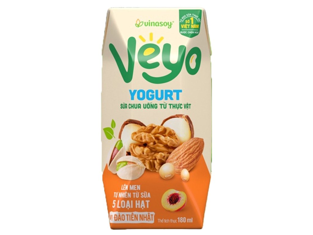 Sữa chua uống từ thực vật vị đào tiên nhật Veyo hộp 180ml