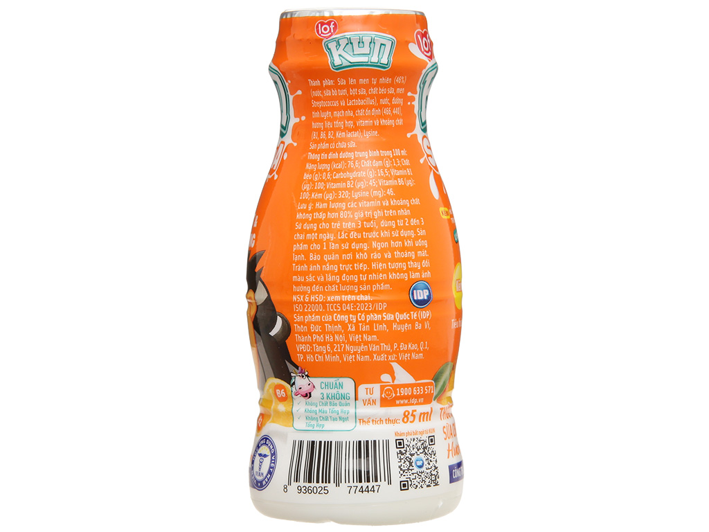 Lốc 6 chai sữa chua uống cam Lof Kun 85ml tại Bách hóa XANH