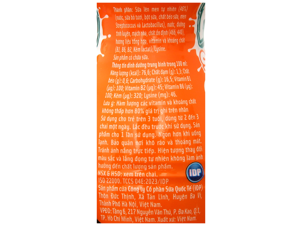 Lốc 6 chai sữa chua uống cam Lof Kun 85ml tại Bách hóa XANH