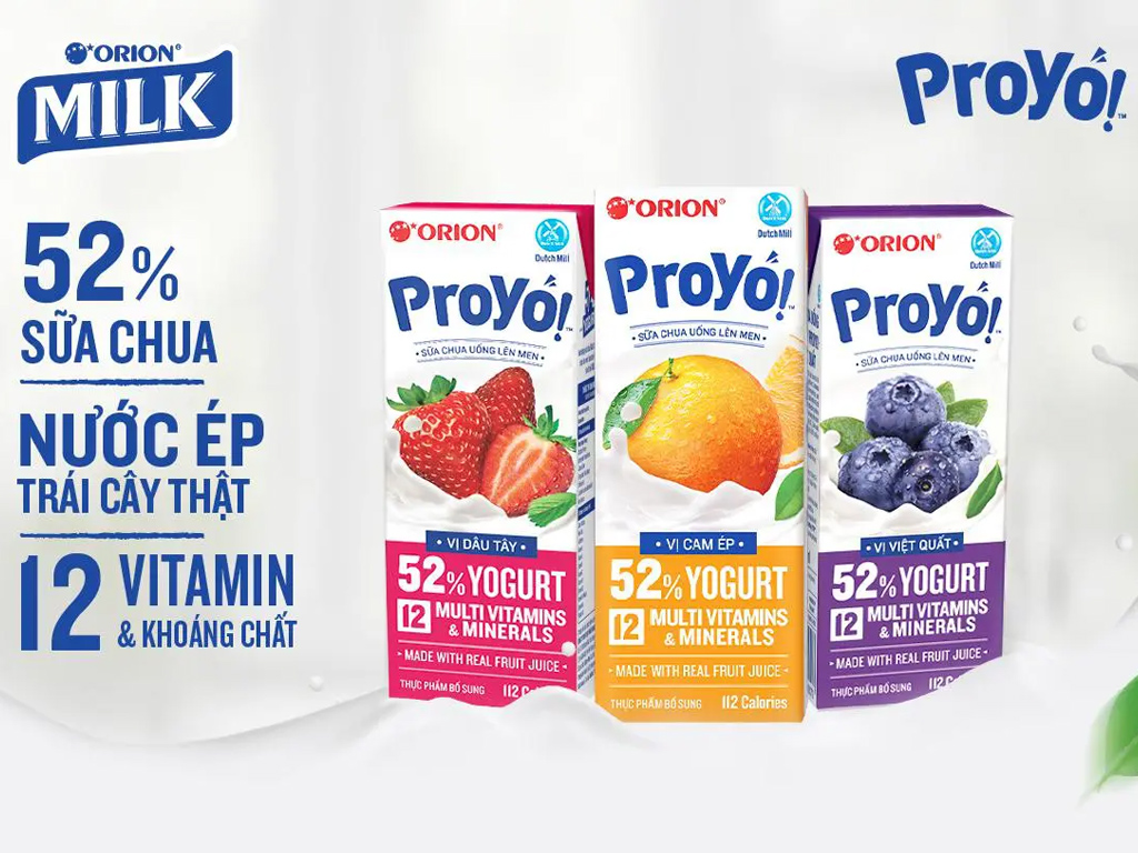 Thùng 48 hộp sữa chua uống ProYo Orion dâu tây Bách hóa XANH