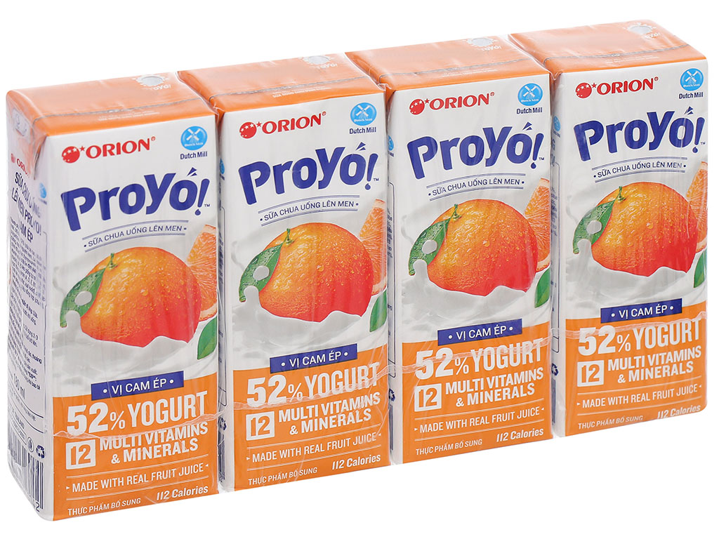 Lốc 4 hộp sữa chua ProYo Orio cam ép 180ml Bách hóa XANH