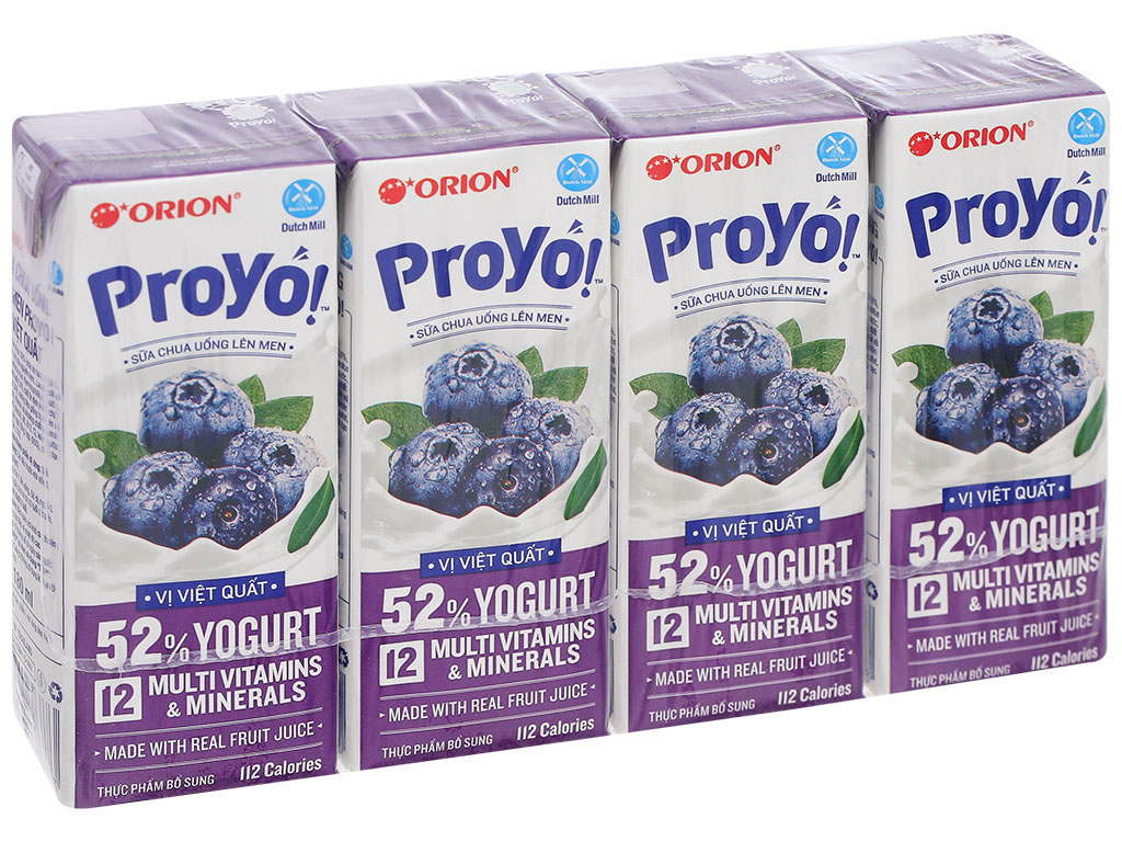 Lốc 4 hộp sữa chua ProYo Orion việt quất 180ml Bách hóa XANH