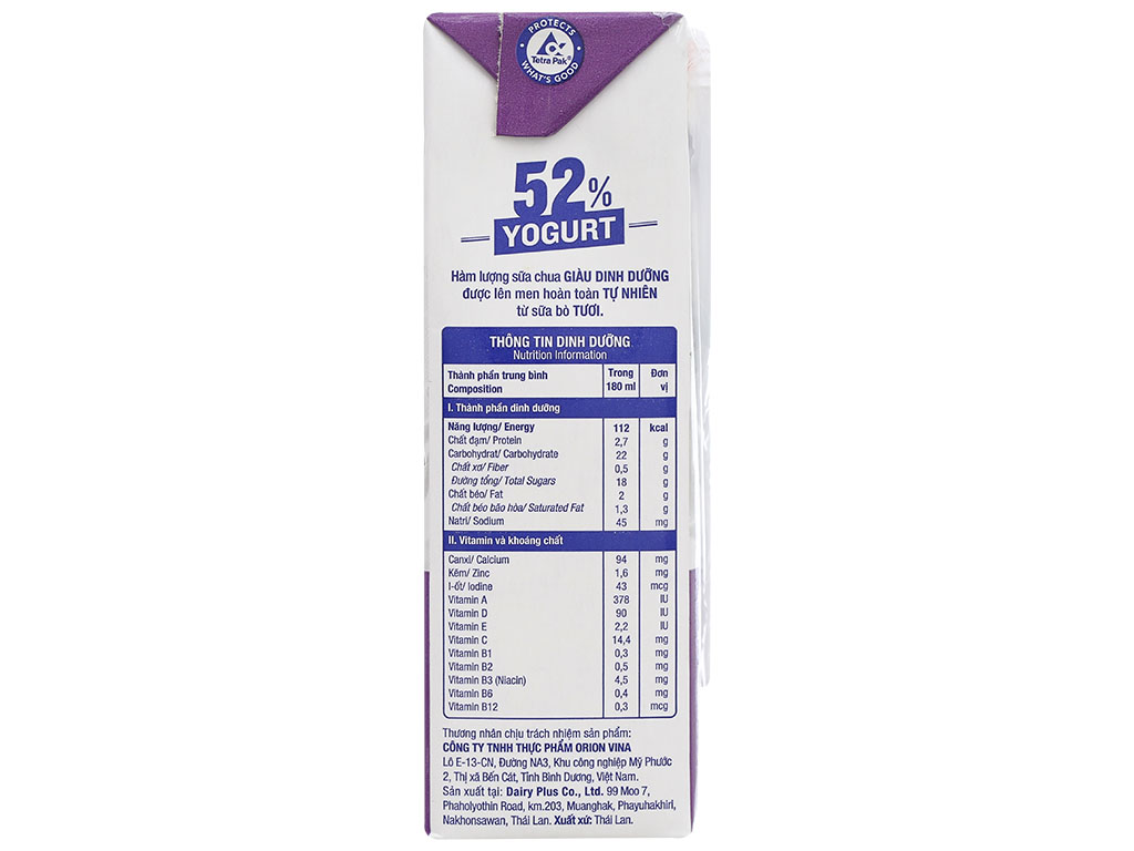 Lốc 4 hộp sữa chua ProYo Orion việt quất 180ml Bách hóa XANH