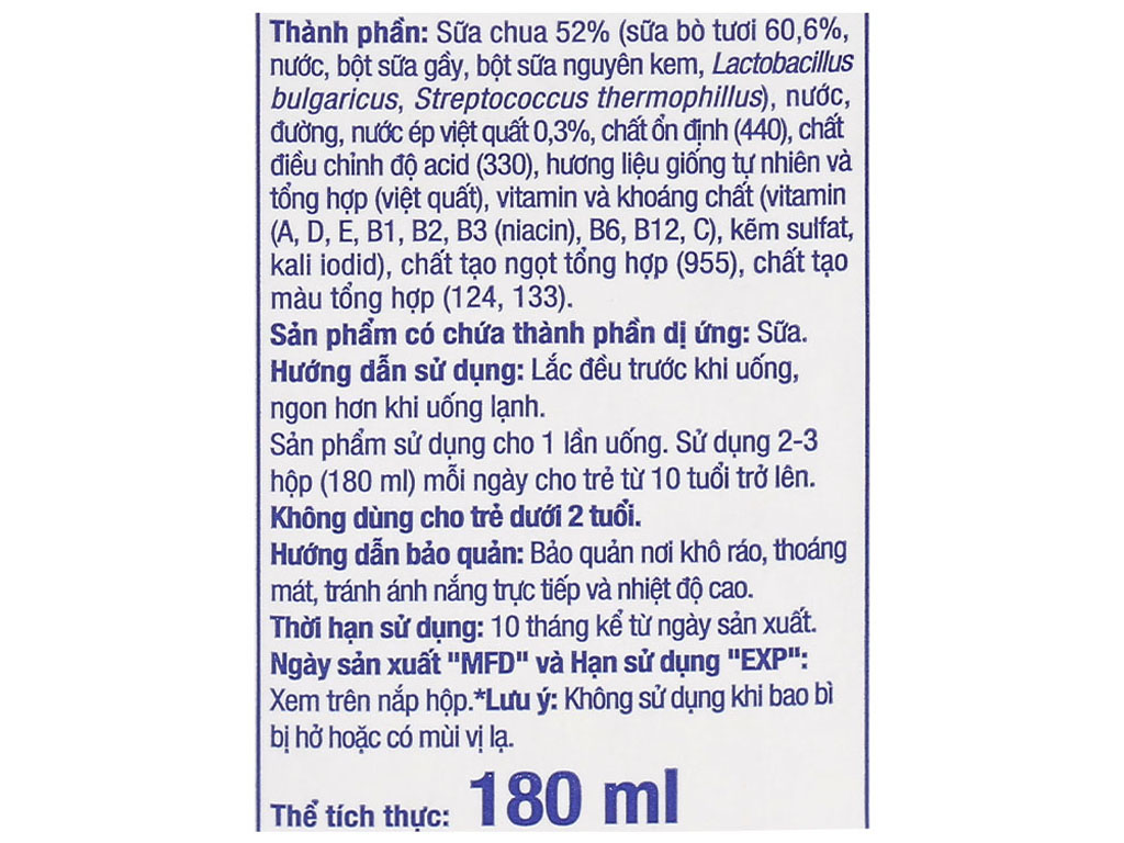 Lốc 4 hộp sữa chua ProYo Orion việt quất 180ml Bách hóa XANH