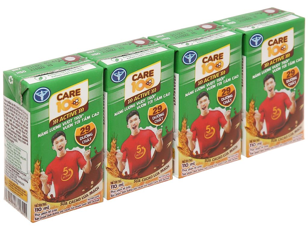 4 hộp sữa lúa mạch Care 100 Active 110ml tại Bách hóa XANH
