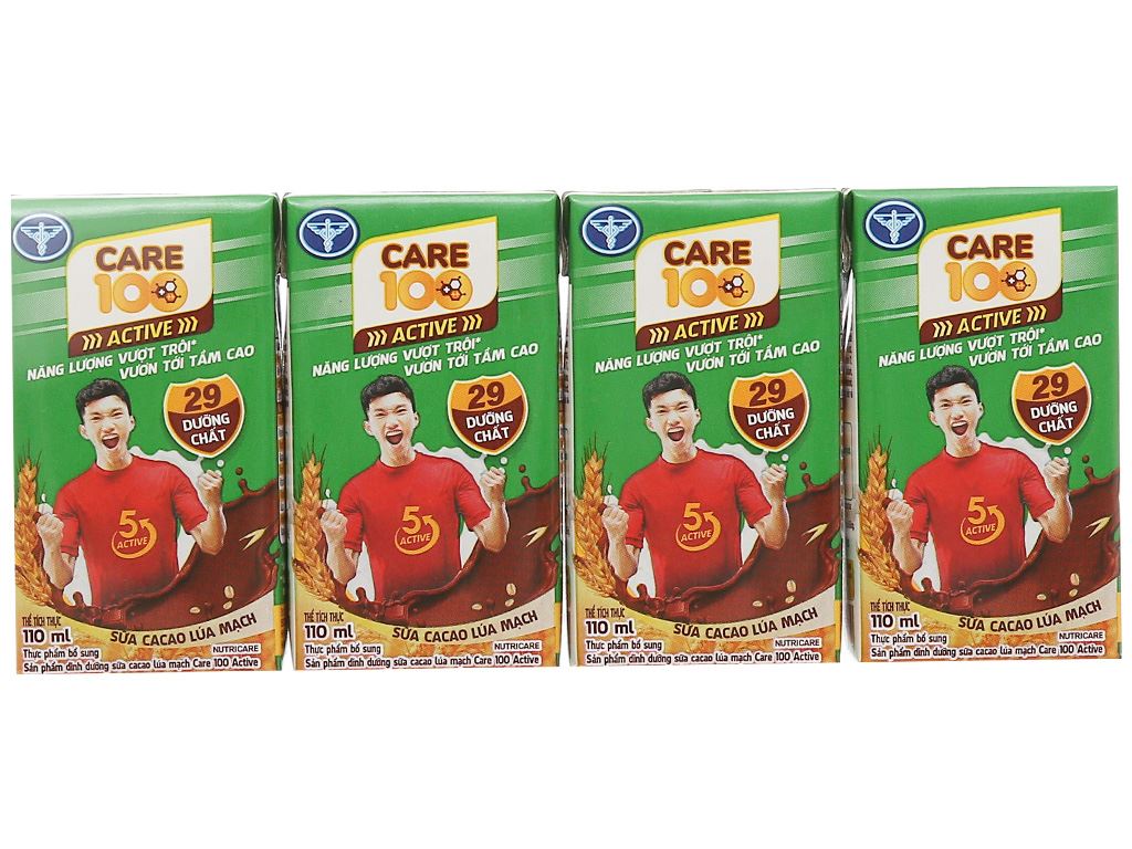 4 hộp sữa lúa mạch Care 100 Active 110ml tại Bách hóa XANH
