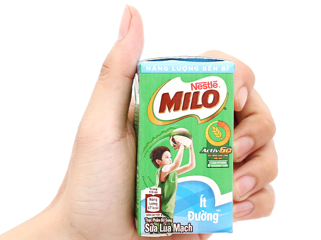 4 hộp sữa lúa mạch ít đường Milo 115ml tại Bách hóa XANH