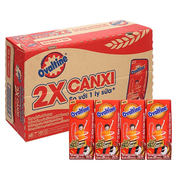 Thùng 48 hộp thức uống lúa mạch hương socola Ovaltine 180 ml (từ 2 tuổi ...