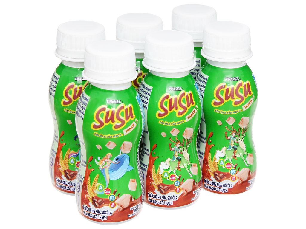 6 chai sữa lúa mạch thạch Vinamilk SuSu 80ml Bách hóa XANH