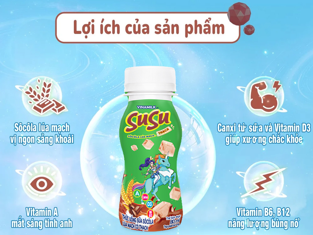 48 chai sữa lúa mạch thạch Vinamilk SuSu 80ml Bách hóa XANH