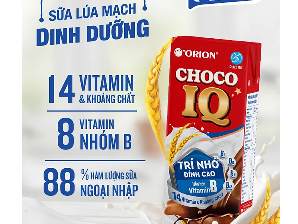 4 hộp sữa lúa mạch Orion CHOCO IQ 180ml tại Bách hóa XANH