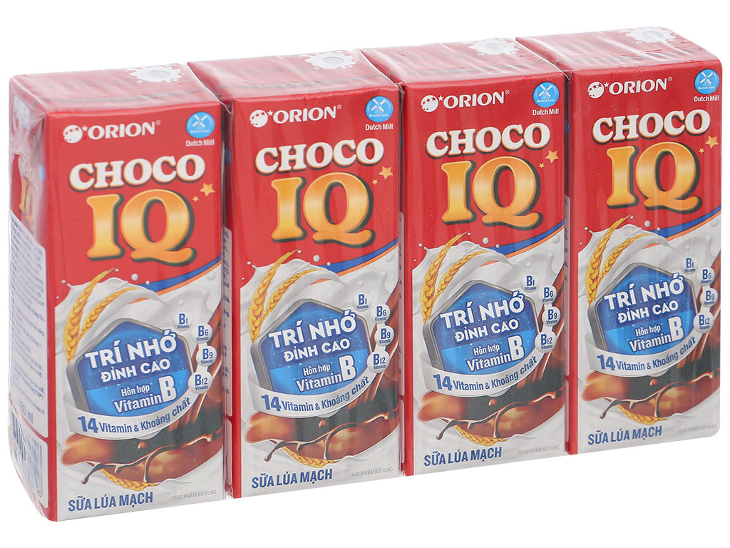 4 hộp sữa lúa mạch Orion CHOCO IQ 180ml tại Bách hóa XANH