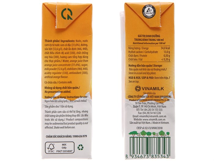 4 hộp nước cam sữa Vfresh 180ml giá tốt tại Bách hoá XANH