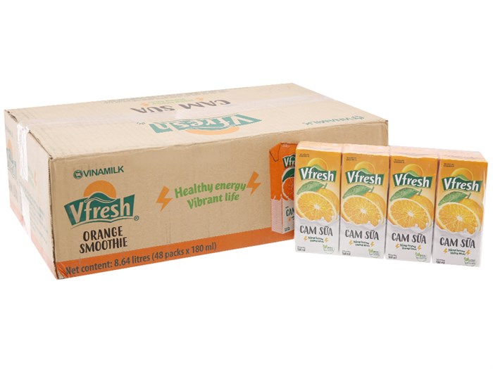 Thùng 48 hộp cam sữa Vfresh 180ml giá tốt tại Bách hoá XANH