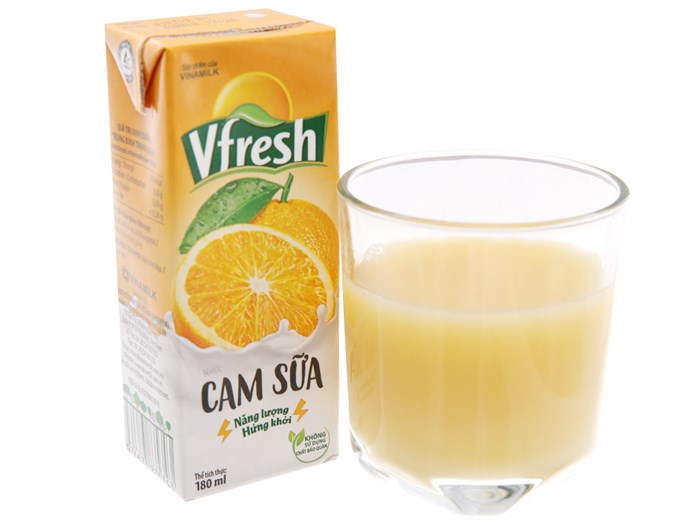 Thùng 48 hộp cam sữa Vfresh 180ml giá tốt tại Bách hoá XANH