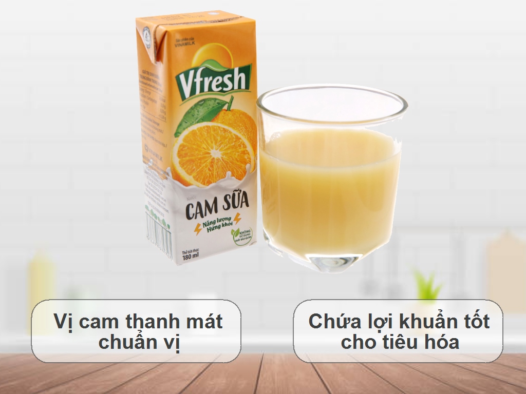 Thùng 48 hộp cam sữa Vfresh 180ml giá tốt tại Bách hoá XANH