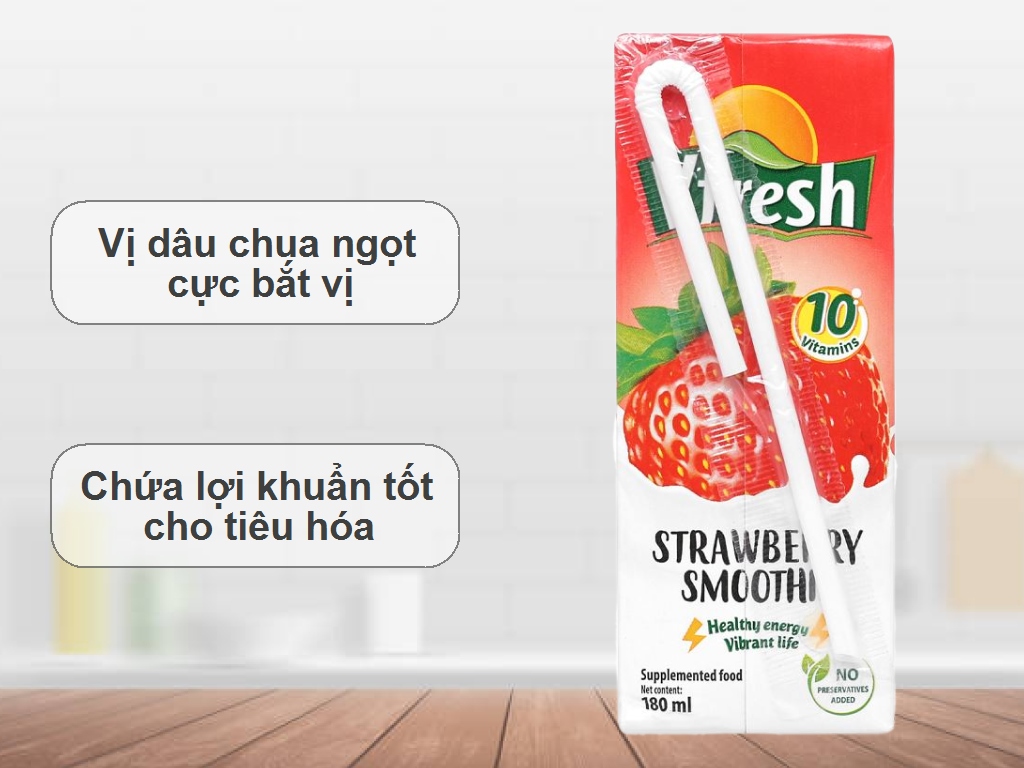 Nước dâu sữa tươi Vfresh 180ml giá tốt tại Bách hoá XANH
