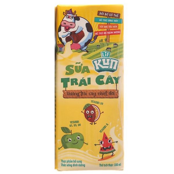 Sữa trái cây Lif Kun hương trái cây nhiệt đới 180 ml (từ 1 tuổi) chính ...
