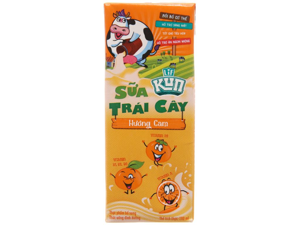 Sữa trái cây LiF Kun vị cam 180ml giá tốt tại Bách hoá XANH