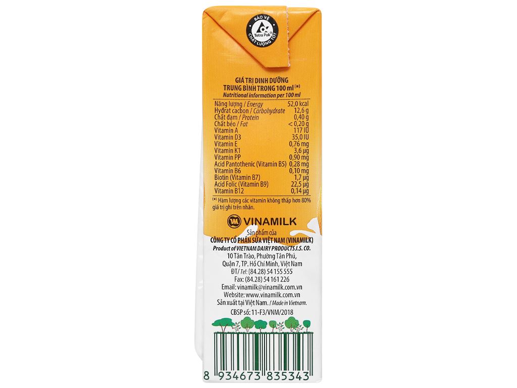 Nước cam sữa tươi Vfresh 180ml giá tốt tại Bách hoá XANH