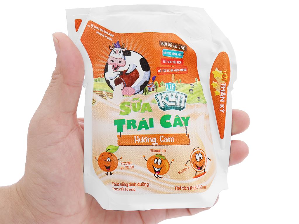 Thùng 24 túi sữa LiF Kun cam 110ml giá tốt tại Bách hoá XANH
