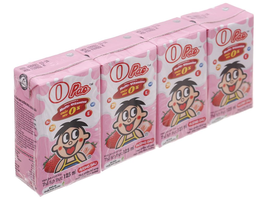 4 hộp thức uống dinh dưỡng Want Want OPAO dâu 125ml ở Bách Hoá XANH