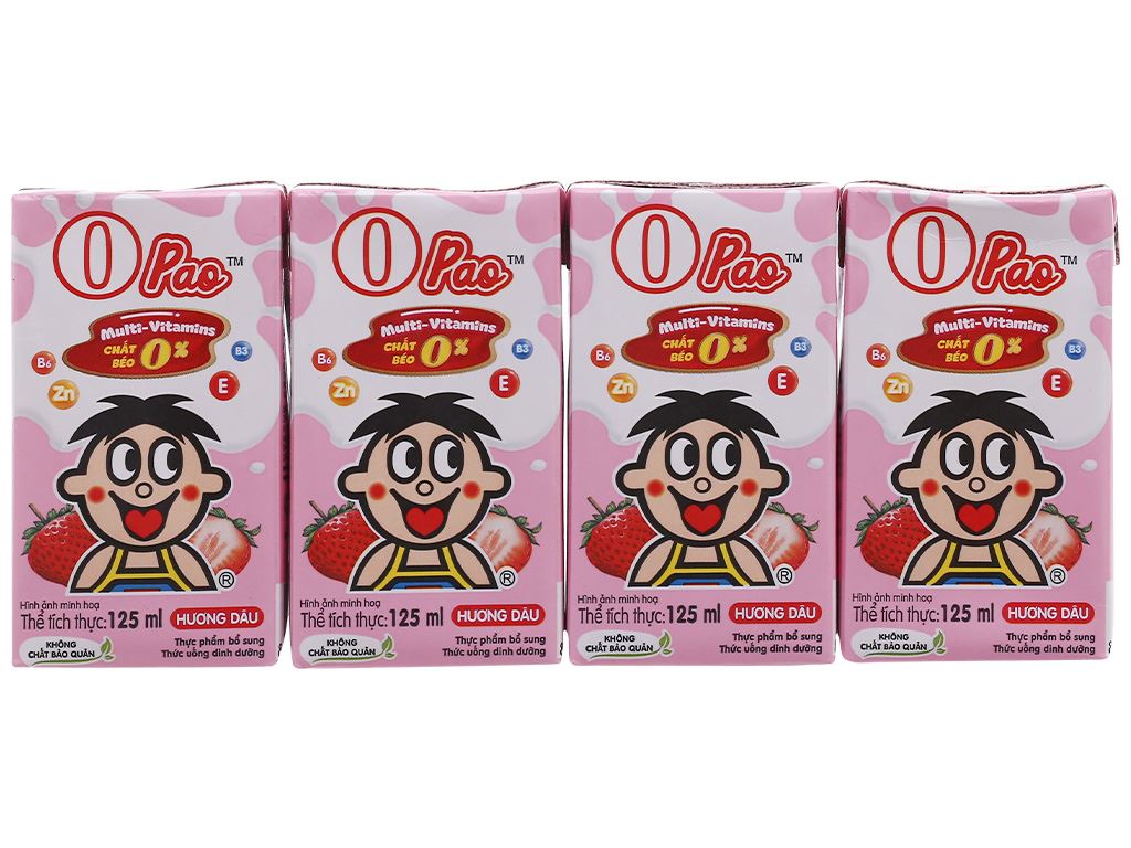 4 hộp thức uống dinh dưỡng Want Want OPAO dâu 125ml ở Bách Hoá XANH