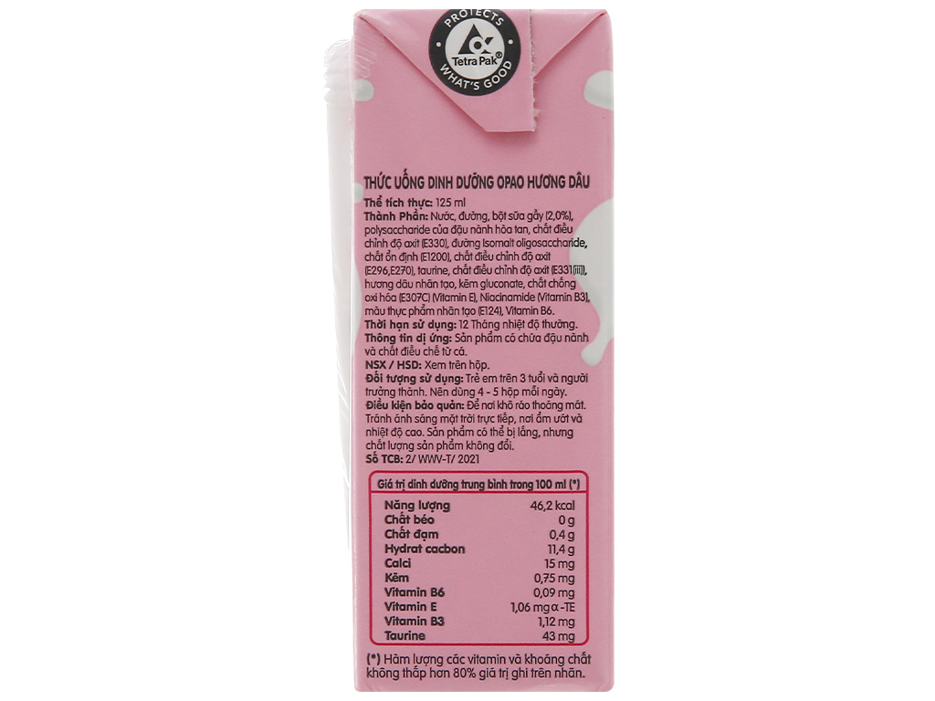 4 hộp thức uống dinh dưỡng Want Want OPAO dâu 125ml ở Bách Hoá XANH