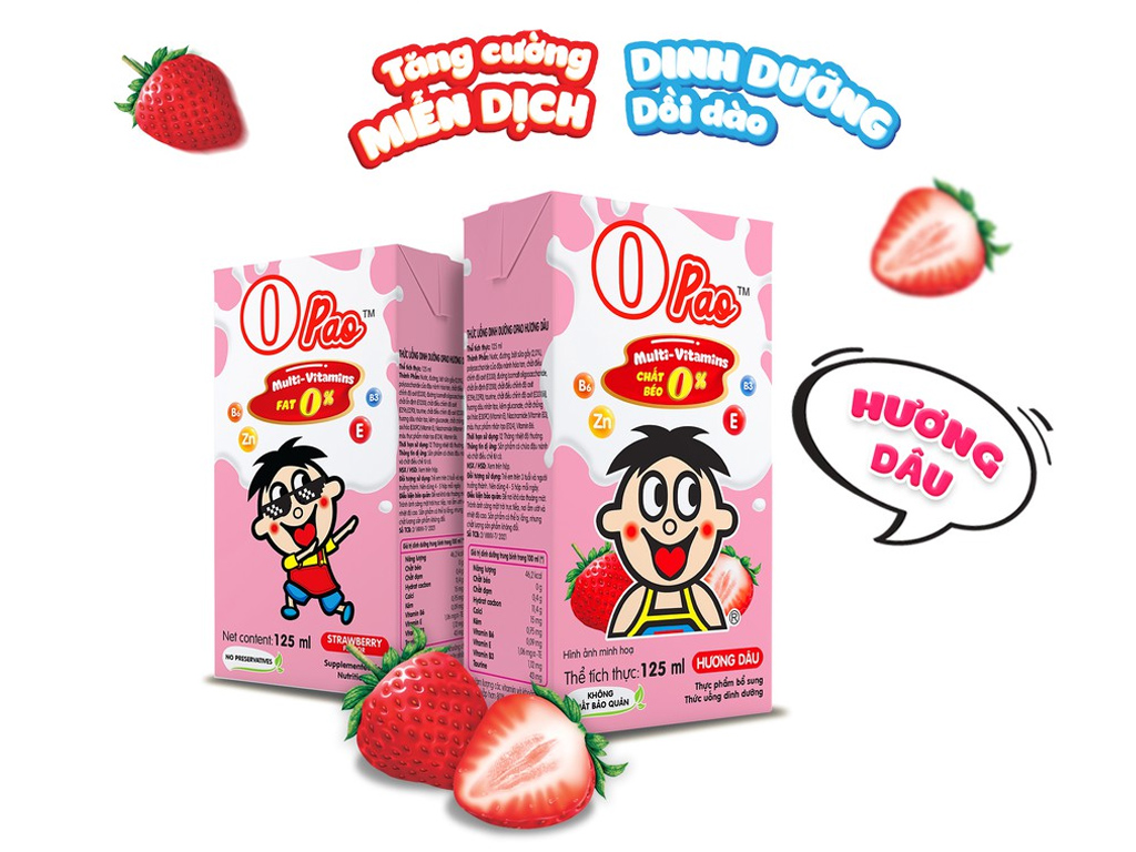 4 hộp thức uống dinh dưỡng Want Want OPAO dâu 125ml ở Bách Hoá XANH