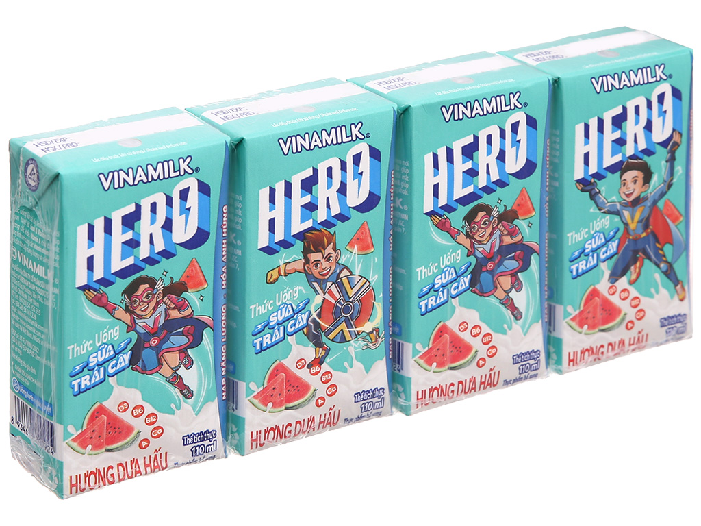 4 hộp sữa trái cây Vinamilk dưa hấu 110ml tại Bách Hoá XANH