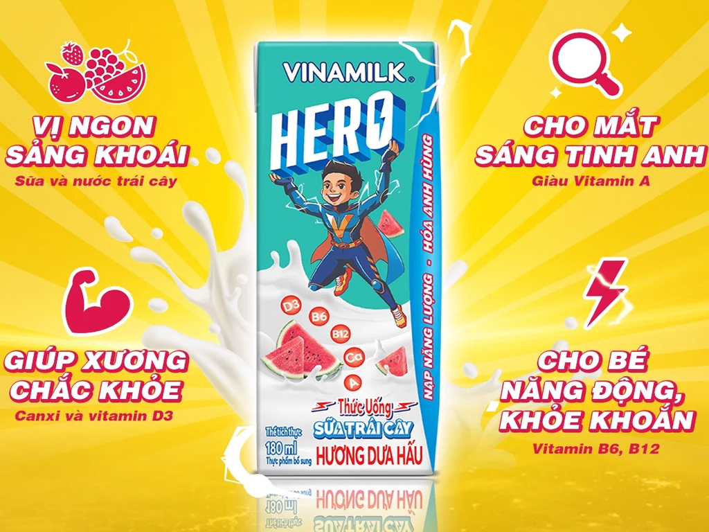 48 hộp sữa Vinamilk Hero dưa hấu 180ml tại Bách Hoá XANH