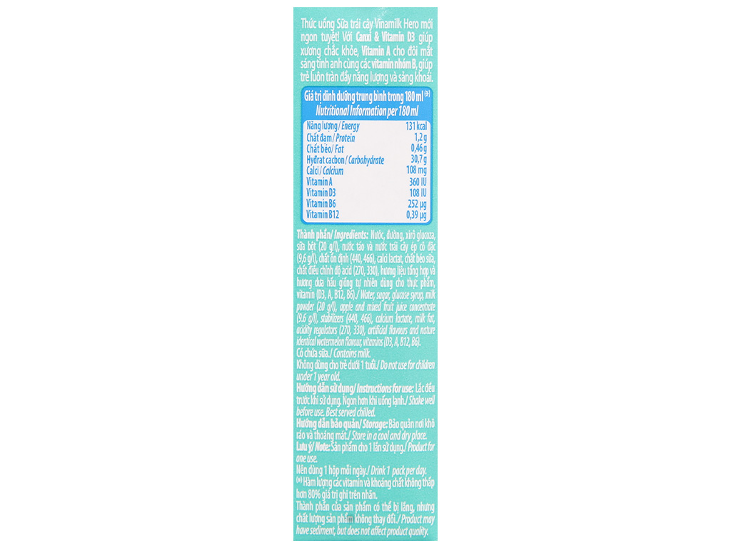 48 hộp sữa Vinamilk Hero dưa hấu 180ml tại Bách Hoá XANH